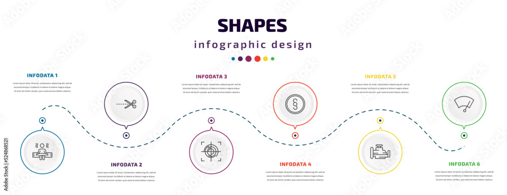 shapes infographic element with icons and 6 step or option. shapes ...