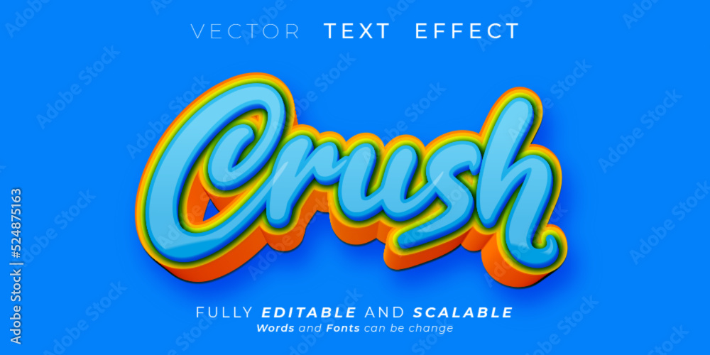 Crush text editable three dimension text effect 3d style Stock Vector ...