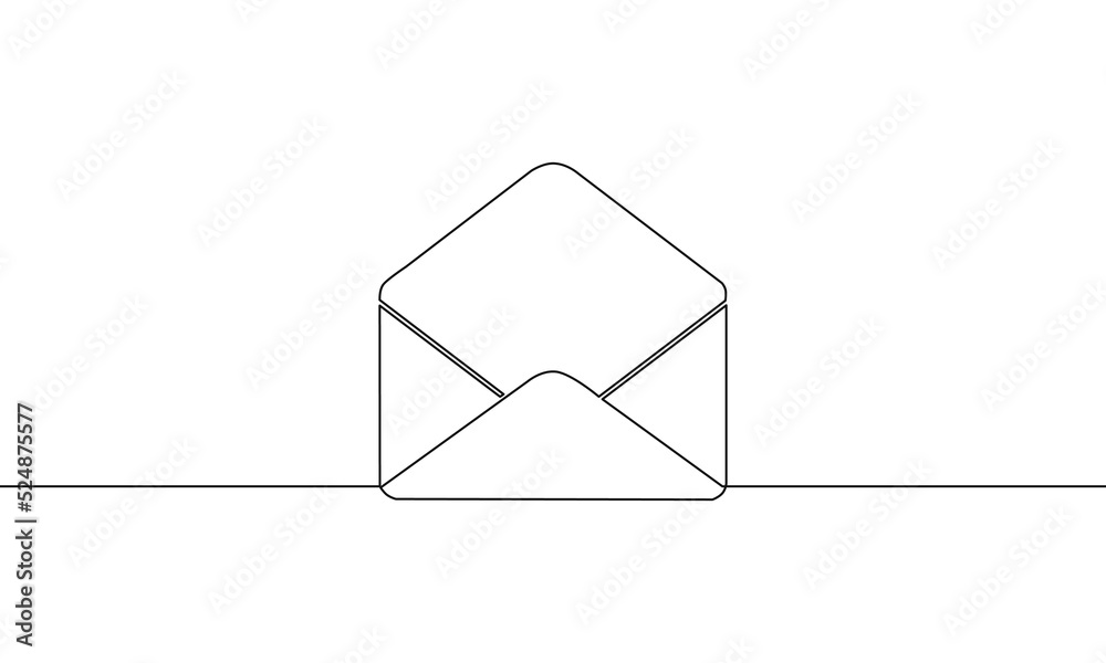 Continuous line drawing of envelope, business growth, object one line ...