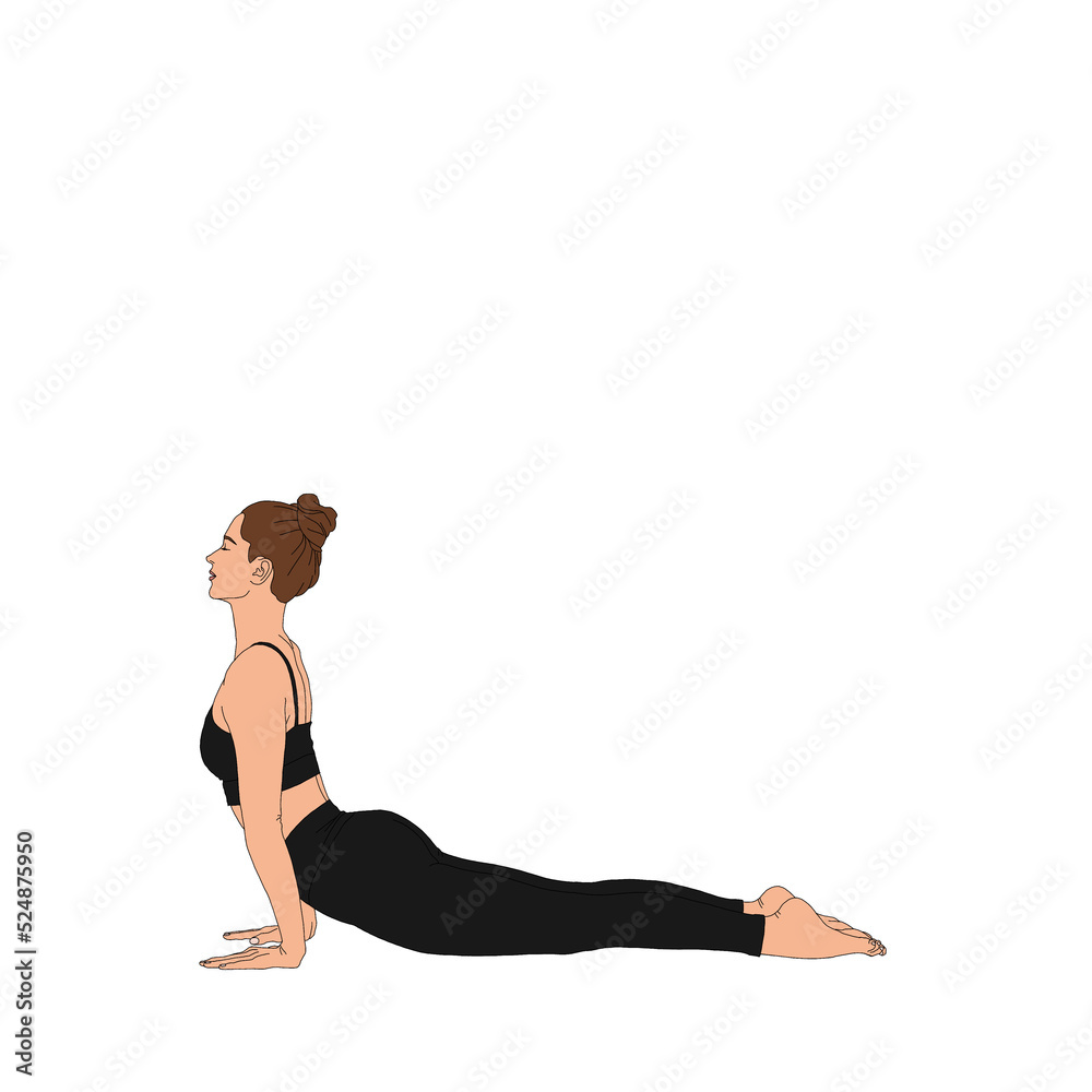 PNG Cobra Pose / Bhujangasana. Flexible lying woman girl doing stretch ...