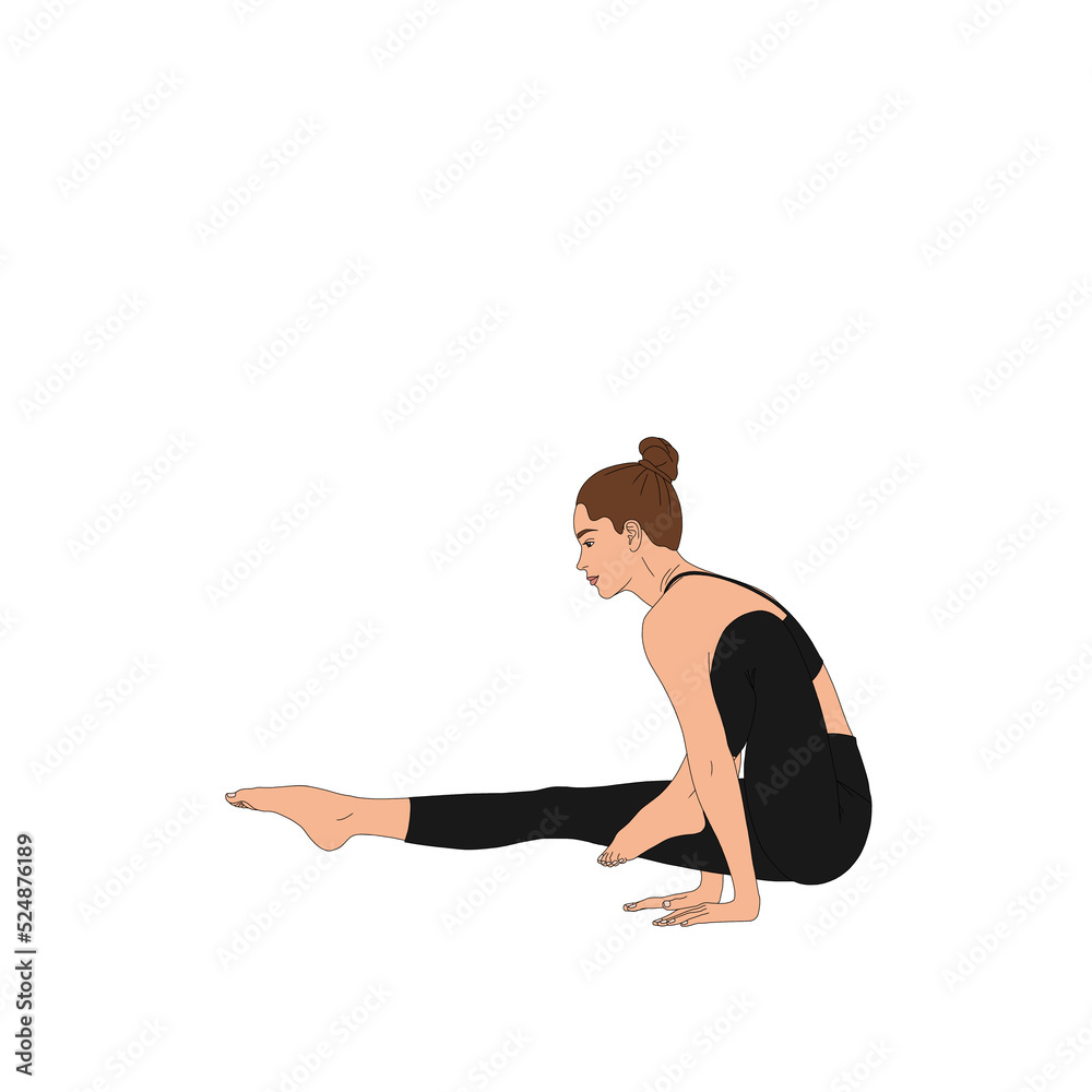 PNG Elephant’s Trunk Pose / Eka Hasta Bhujasana. Stretching flexible ...