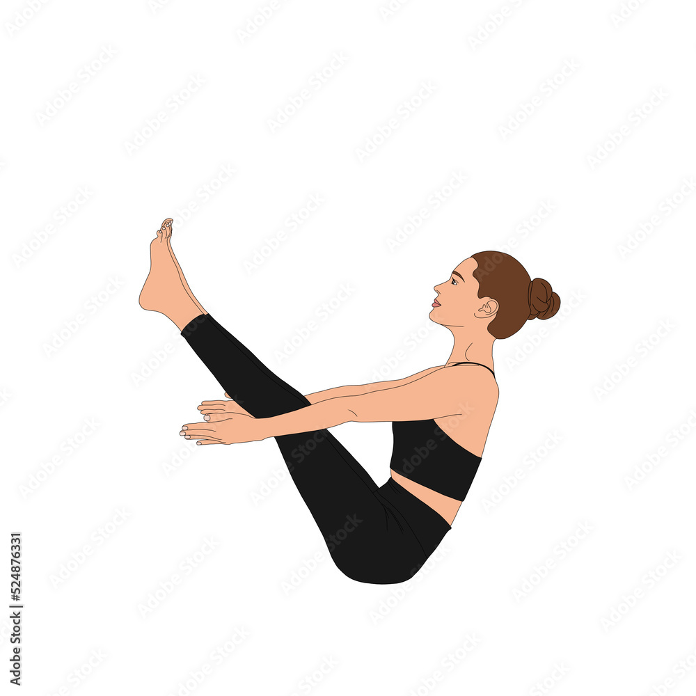 PNG Boat Pose / Navasana. Power sporty woman figure practicing yoga ...