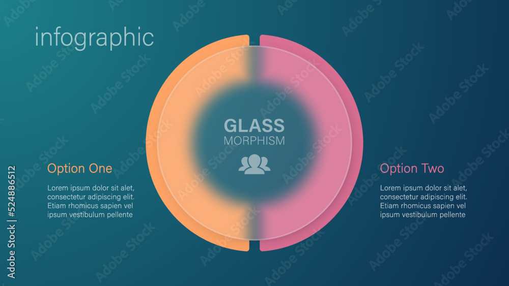 Infographic for 2 options, vector gradient design with realistic ...
