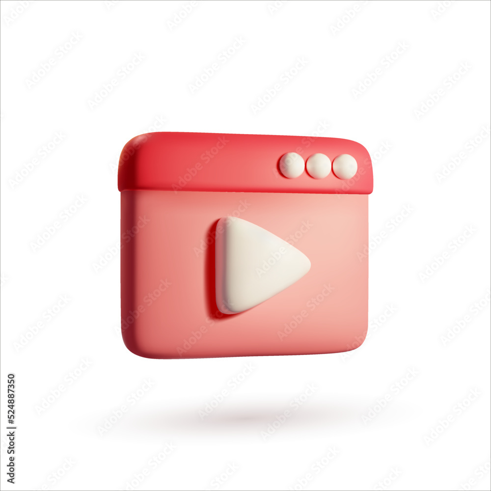 3d icon realistic vector illustration. Play button of media player on ...