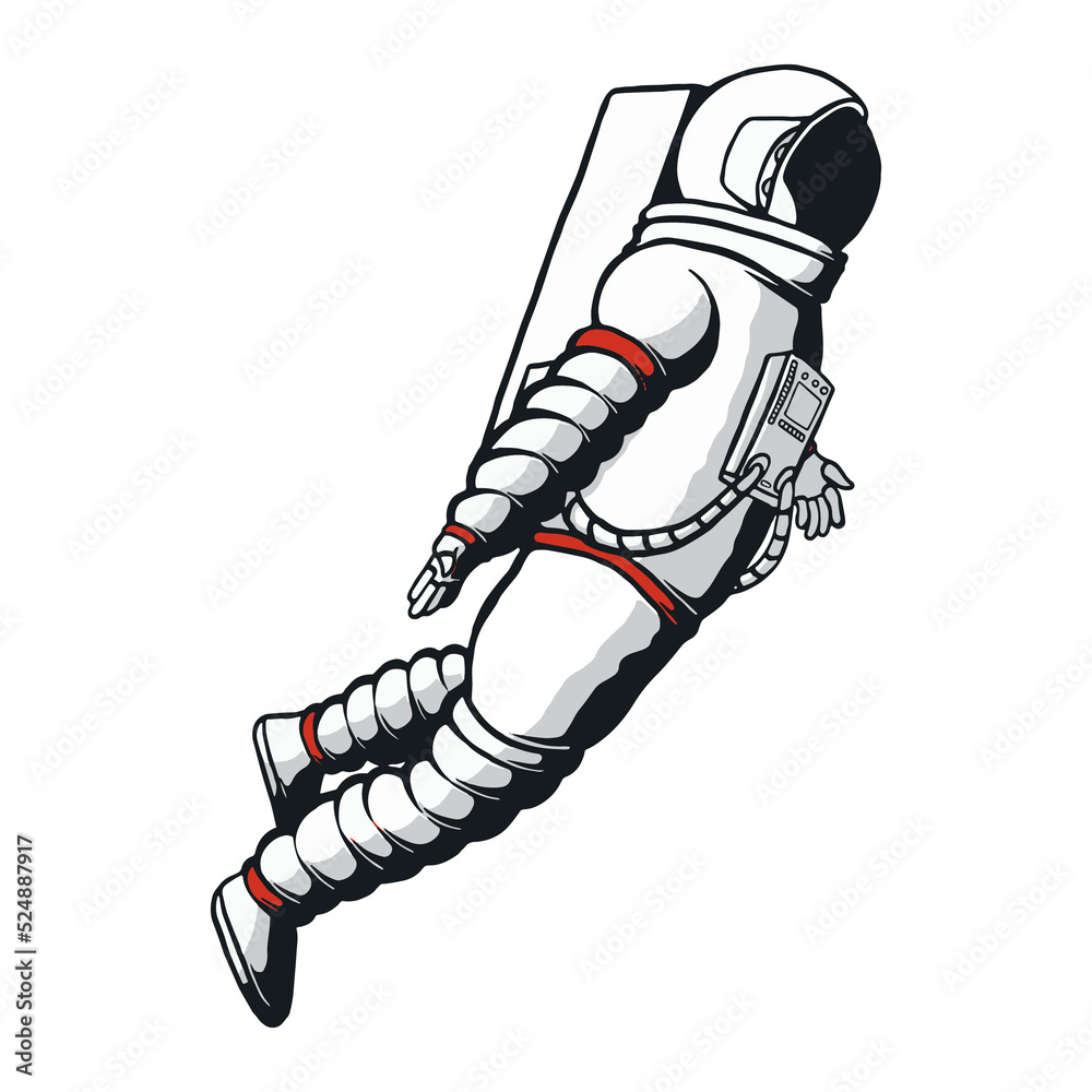 Realistic illustration of a floating astronaut. illustrated in cartoon ...