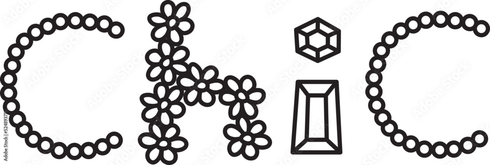Handmade and cute word chic, black and white clipart Stock Vector ...