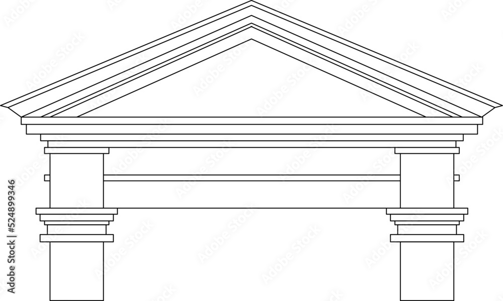 Ancient greek pediments. Greek or roman architecture temple facade with ...