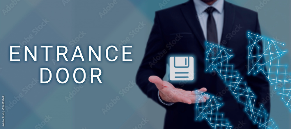 Inspiration showing sign Entrance Door. Business showcase Way in ...