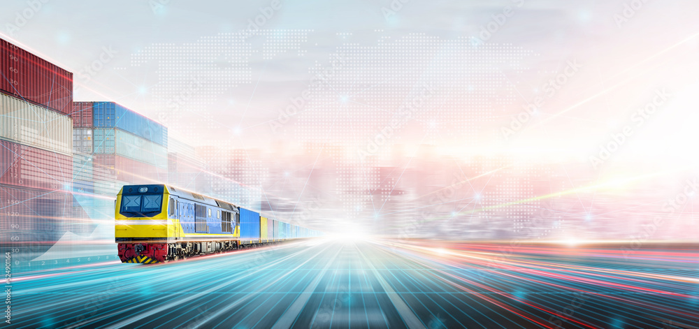 Rail Freight Transport and Technology Logistics Future Concept, Double ...
