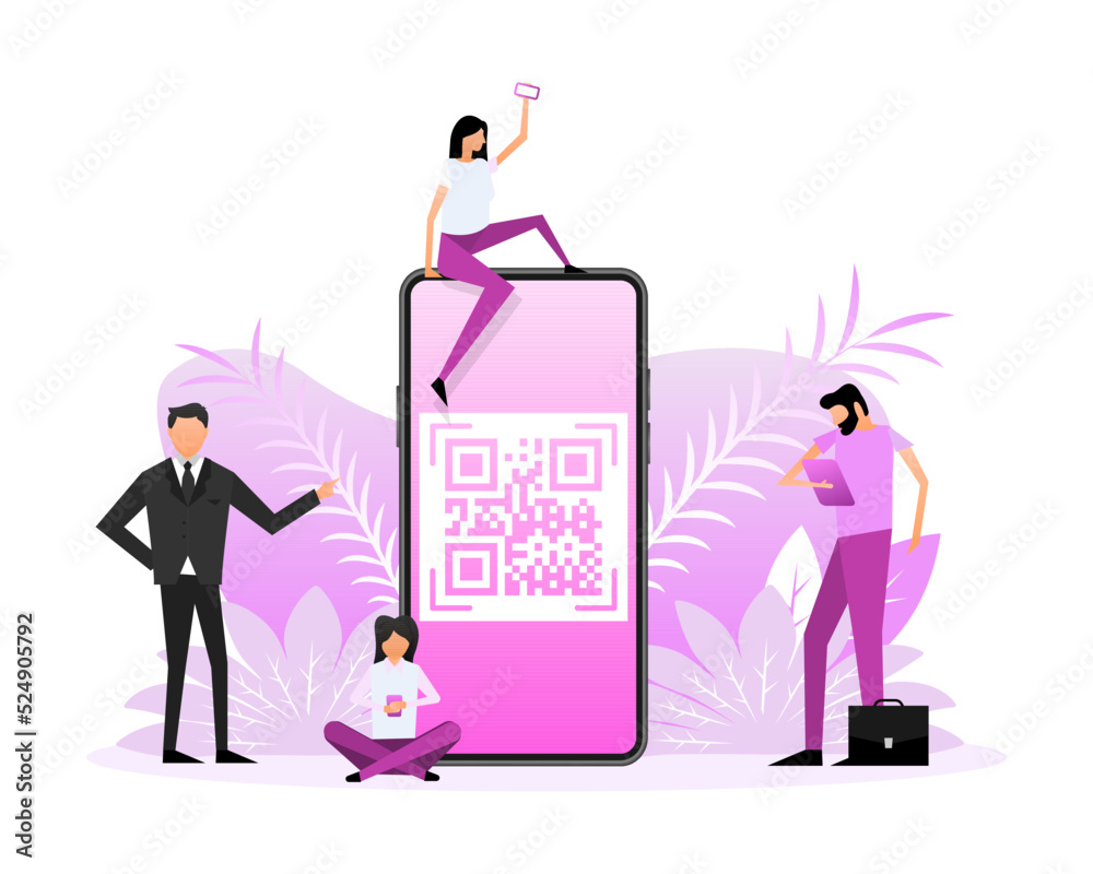 Scan qr code people, great design for any purposes. Flat design Stock ...