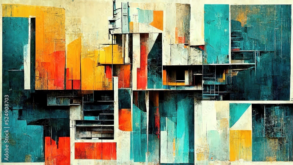 abstract color background, retro colors, geometry shapes, illustration ...