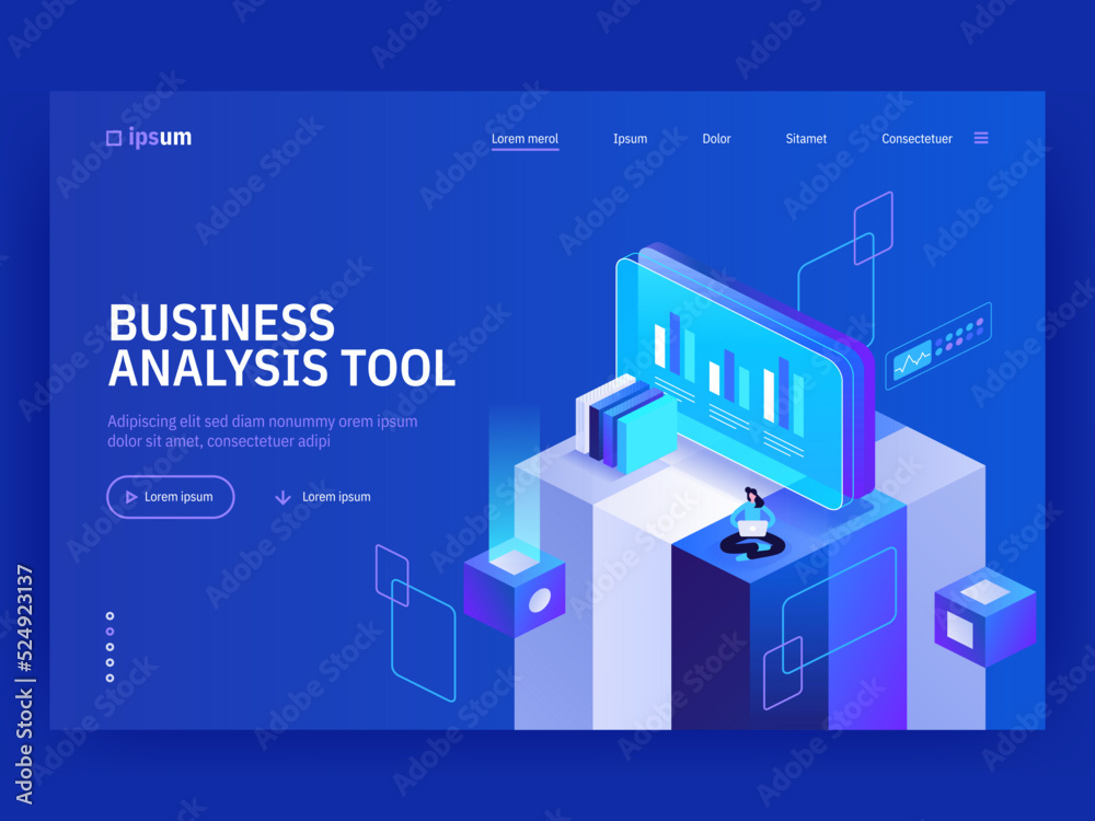 Business analysis tool landing page template. Business strategy and ...
