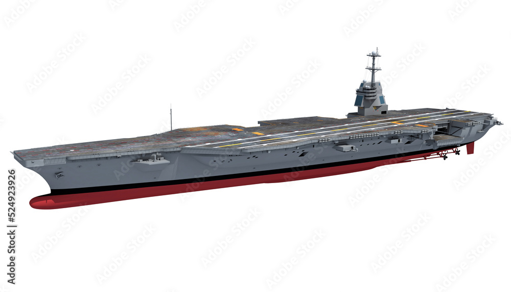 Aircraft Carrier military vessel 3D rendering on white background Stock ...