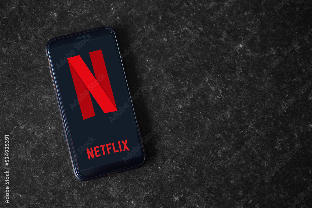 UK, Newcastle, August 21, 2022: The Netflix logo on the screen of a ...