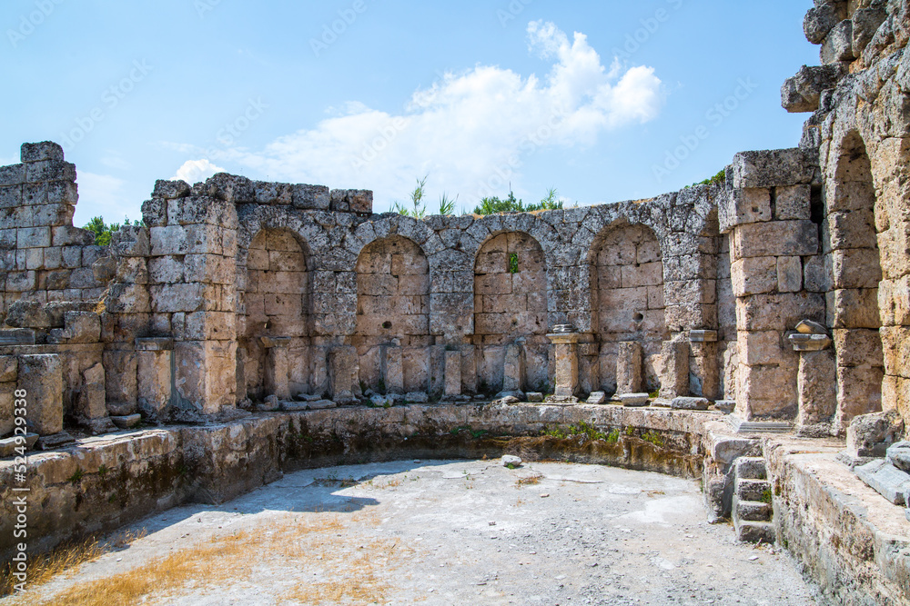 Perge, Ancient Romans baths. Ruins of the city Perga, Greek colony from ...