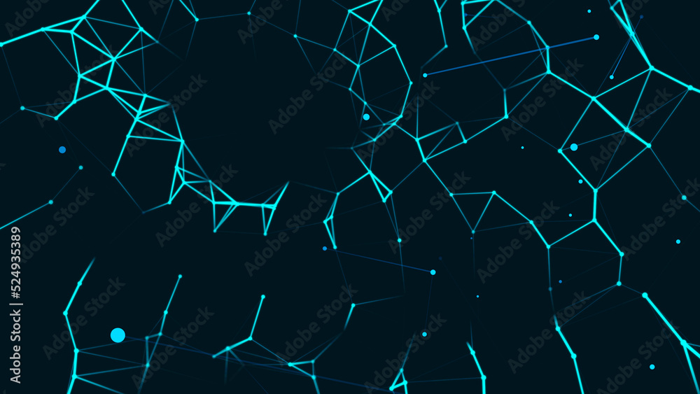 Abstract blue chaotic glowing background. Constellation design, outer ...