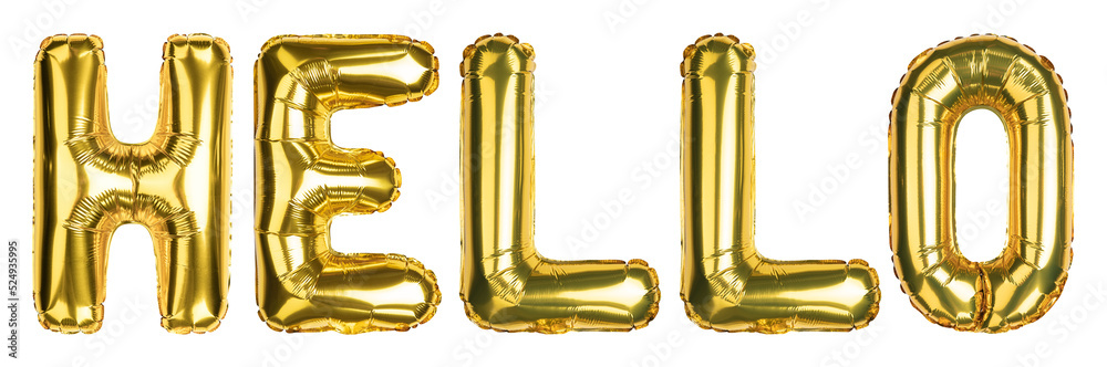 Hello or Hi balloons. Yellow Gold foil helium balloon. Word good for ...