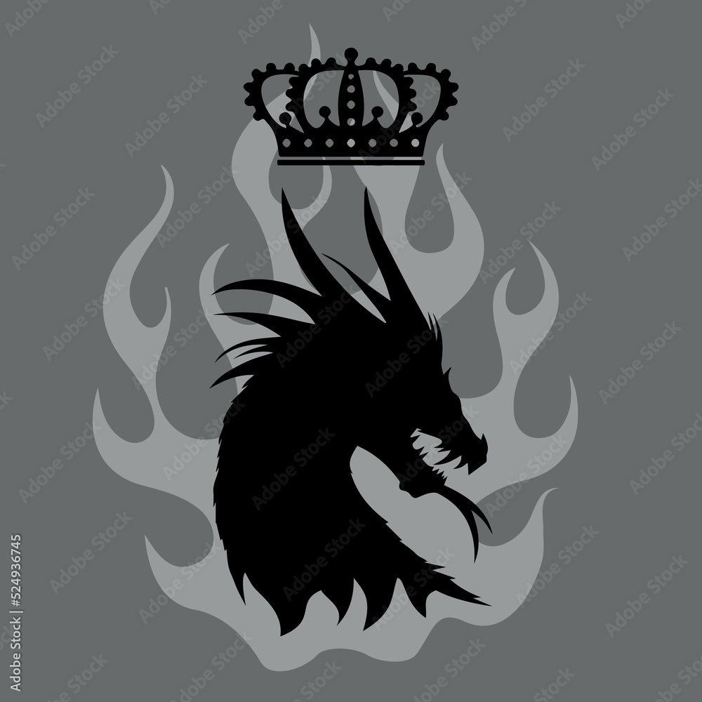 Gothic poster of the black dragon on the backdrop of fire for the ...