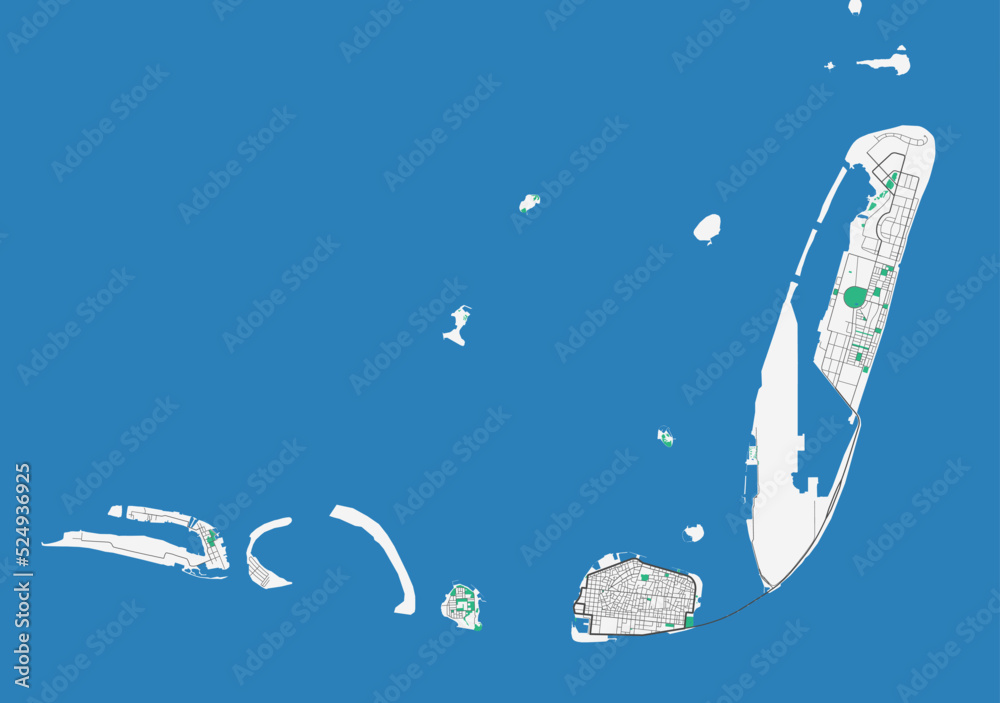Male vector map. Detailed map of Male city administrative area ...