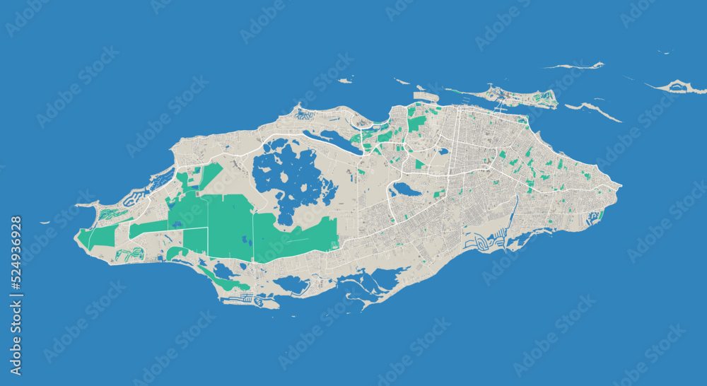 Nassau vector map. Detailed map of Nassau city administrative area ...