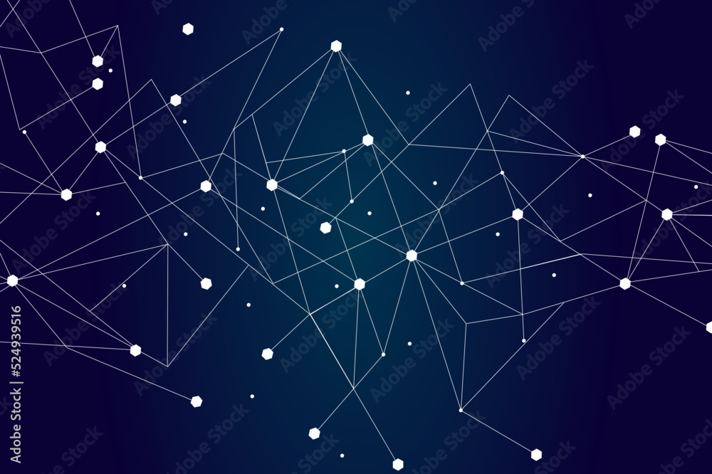 Network abstract connection isolated on blue background. Network ...