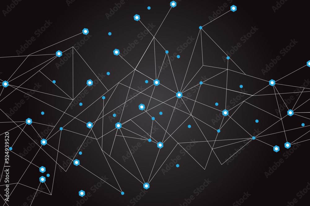 Network abstract connection isolated on black background. Network ...