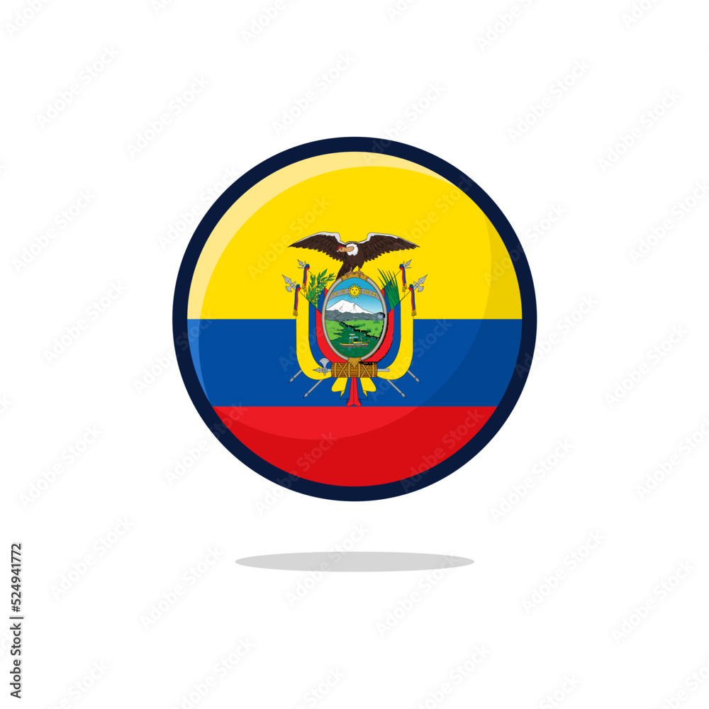 Ecuador Flag Icon. Ecuador Flag flat style isolated on a white ...