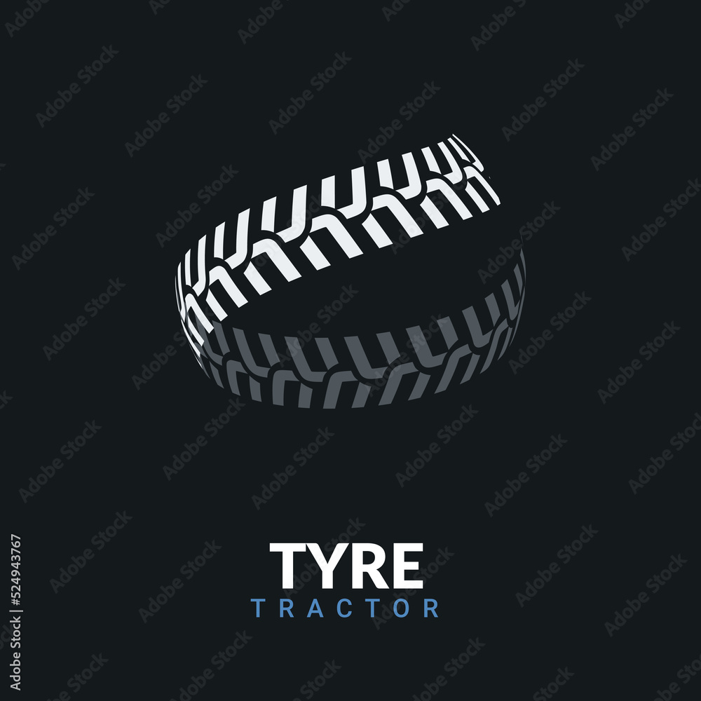 Tire logo tractor design. Tyre track wheel race service sign background ...
