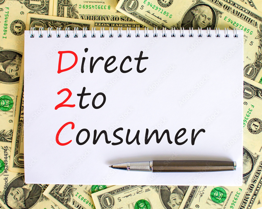 D2C direct to consumer symbol. Concept words D2C direct to consumer on ...