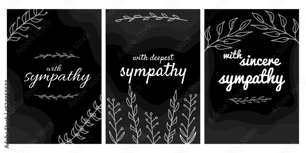 condolence card set, with sympathy lettering on a restrained postcard ...