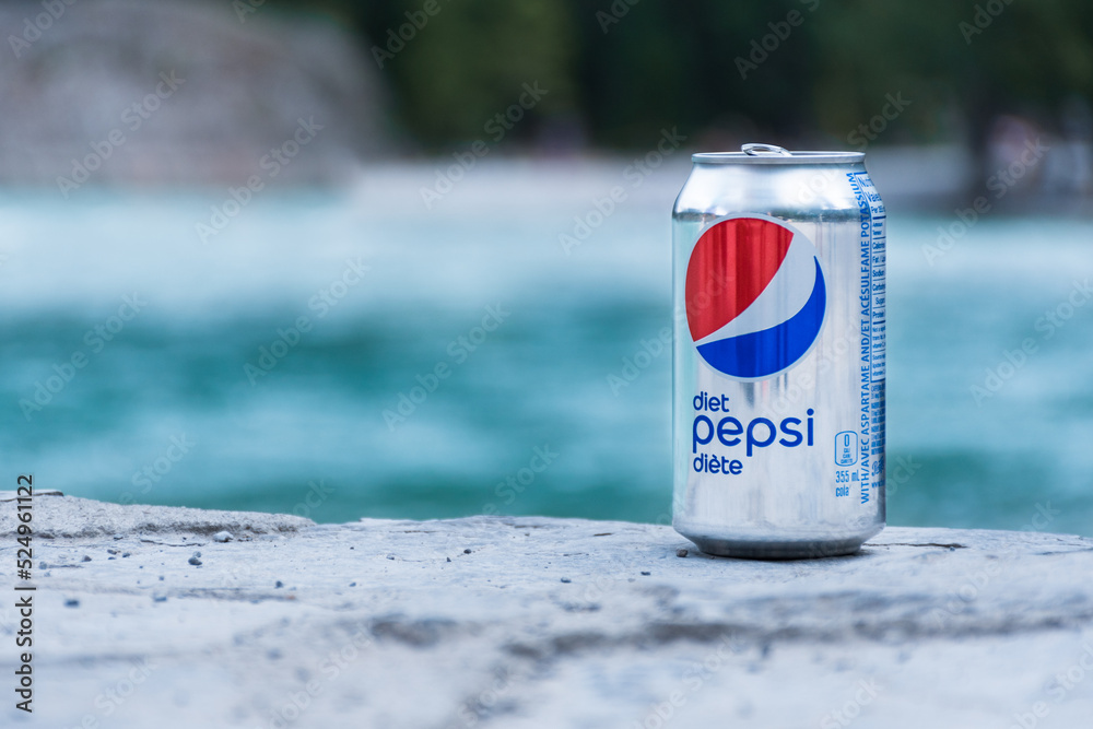 Banff, Alberta - July 30, 2022: Refreshing Diet Pepsi can soft drink on ...