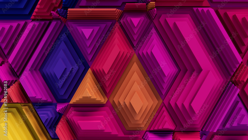 Multicolored Tech Background With A Geometric 3d Structure Vibrant