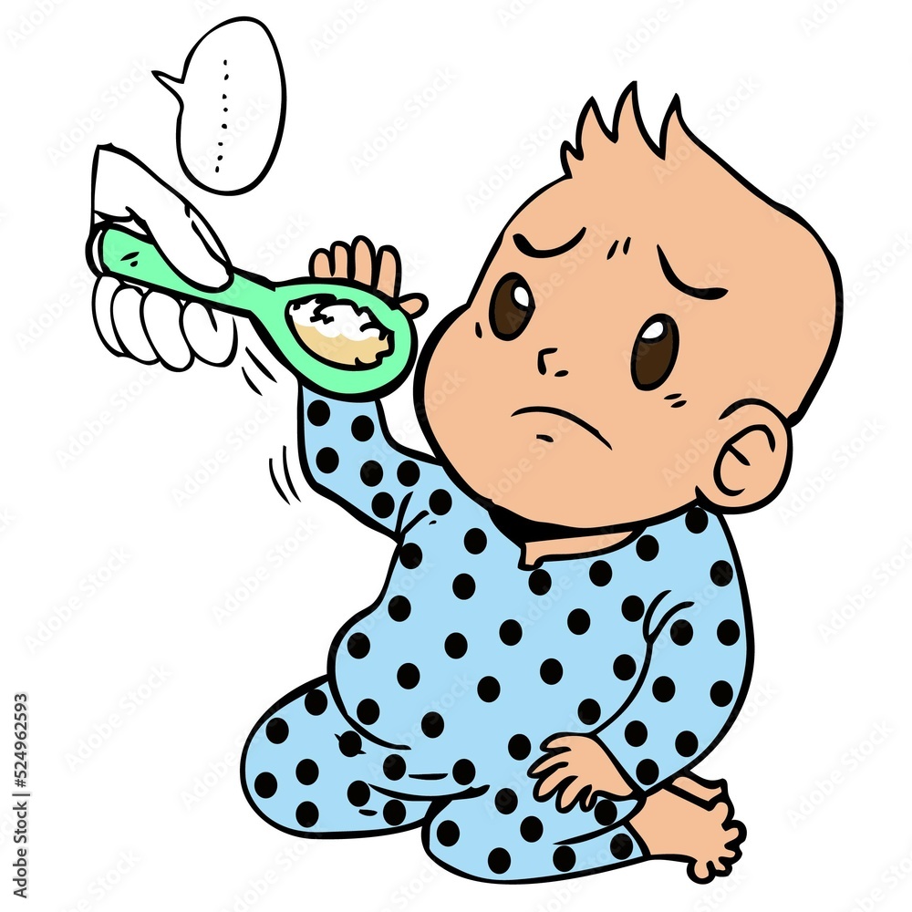 cartoon boy refuses to eat Stock Illustration | Adobe Stock
