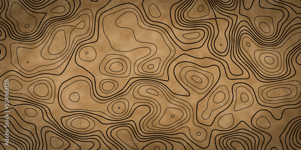 Abstract Retro Topography map. Topographic background with Aged paper ...
