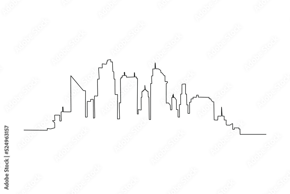 Single one line drawing modern cityscape. City skyline concept ...