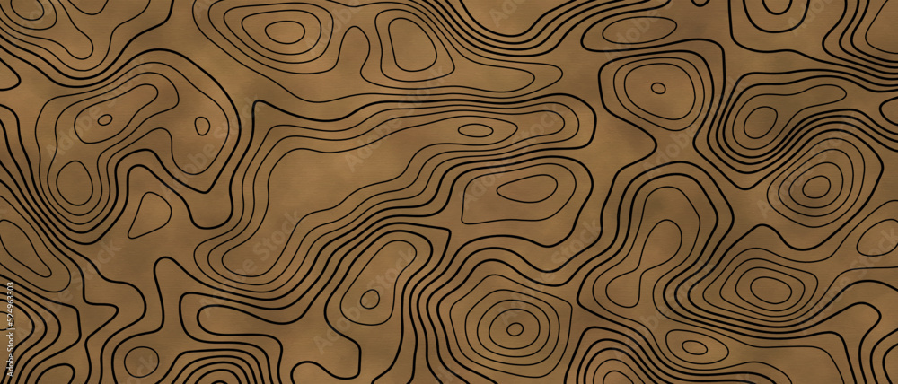 Abstract Retro Topography map. Topographic background with Aged paper ...