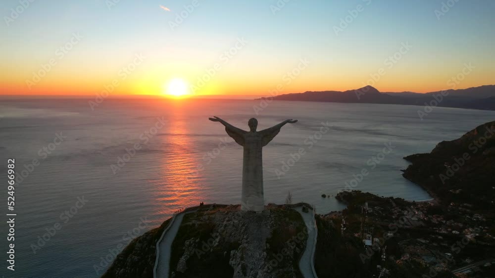 The statue of Christ the Redeemer is located in Maratea, Italy. Created ...