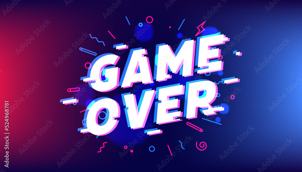 Game over text on blue background. Stock Vector | Adobe Stock