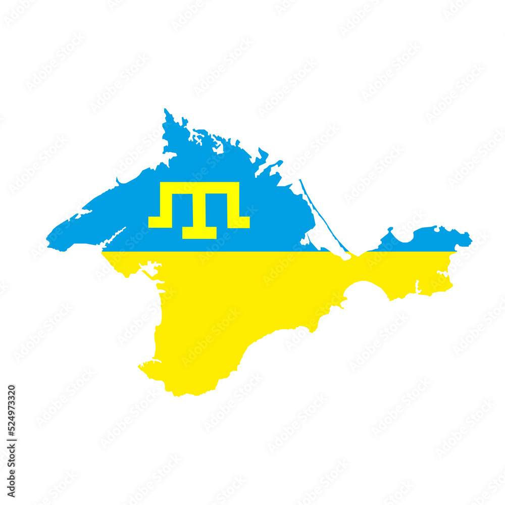 Photo & Art Print Map of Crimea in yellow-blue colors, Inna