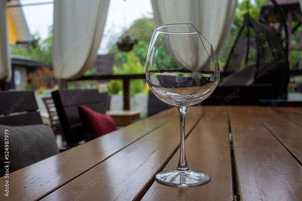 Brocken crystal glass without water. Stay hydrated concept. Concept of ...