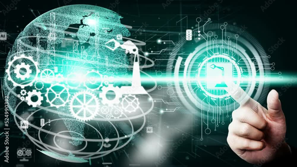 Futuristic industry 4.0 and inventive mechanized engineering concept ...