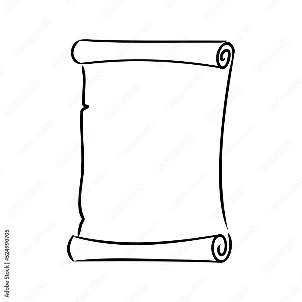 Vector hand drawn illustration of old scrolls in vintage engraved style ...