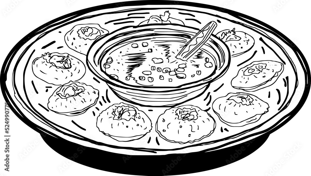 pani puri food logo vector illustration - indian street food golgappa ...