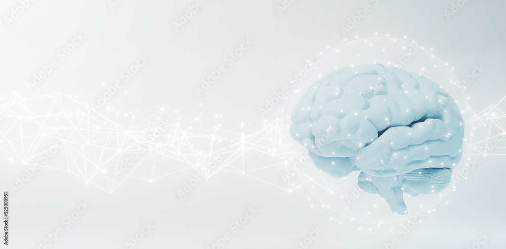 concept of brainstorming or Artificial intelligence with a blue color ...