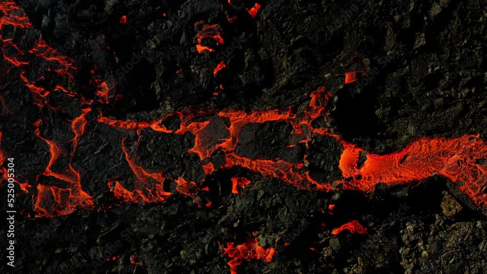 Stockvideo Top Down View Of Lava River Of Fagradalsfjall Volcano During ...