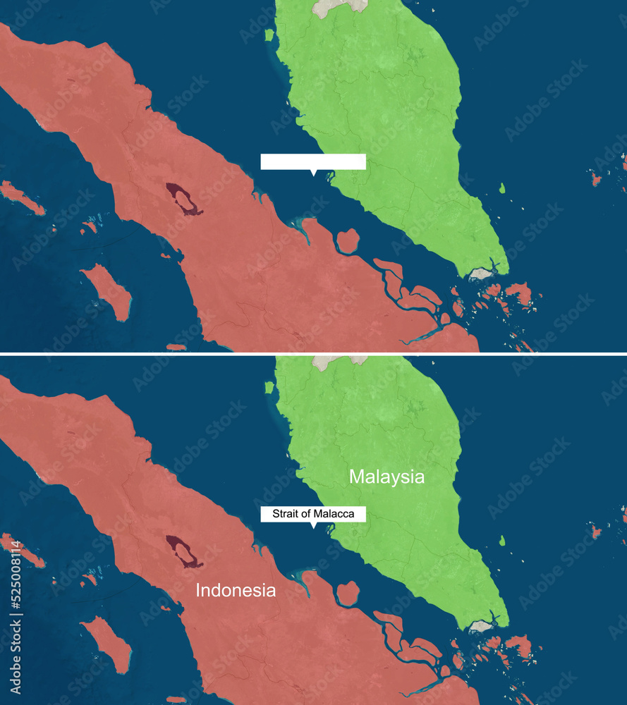 The map of Strait of Malacca with text, textless Stock Illustration ...