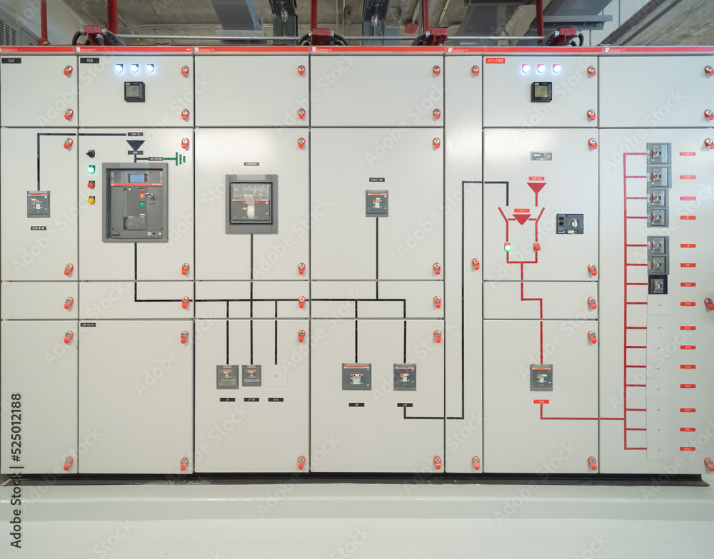 Close up of Industrial electric switch panel power plant in industry ...