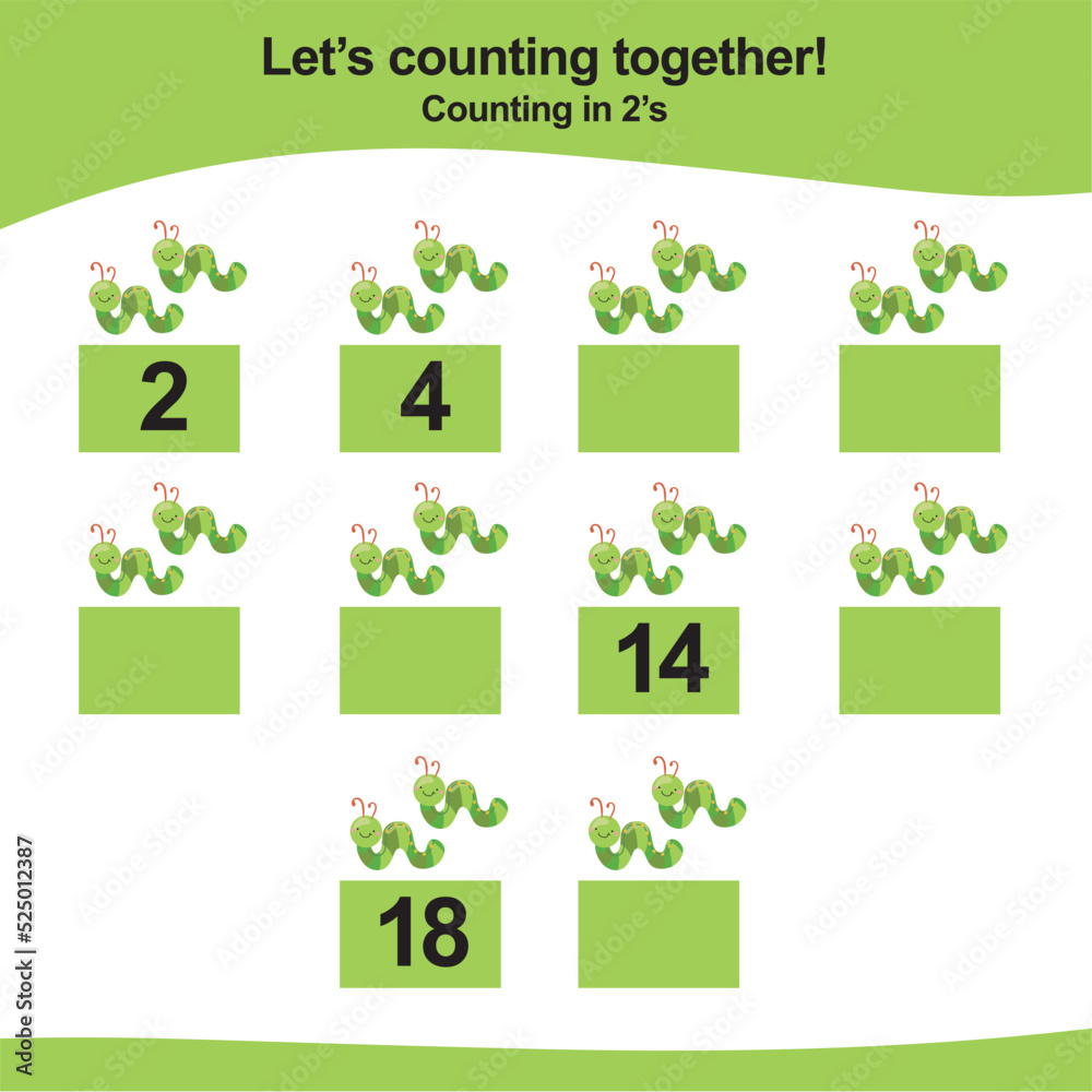 Counting game for children. Count multiples of two. Educational ...