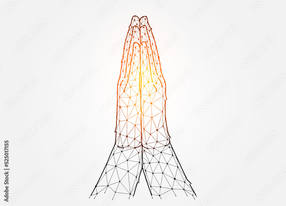 Religious hand gesture concept. Polygonal vector illustration of ...