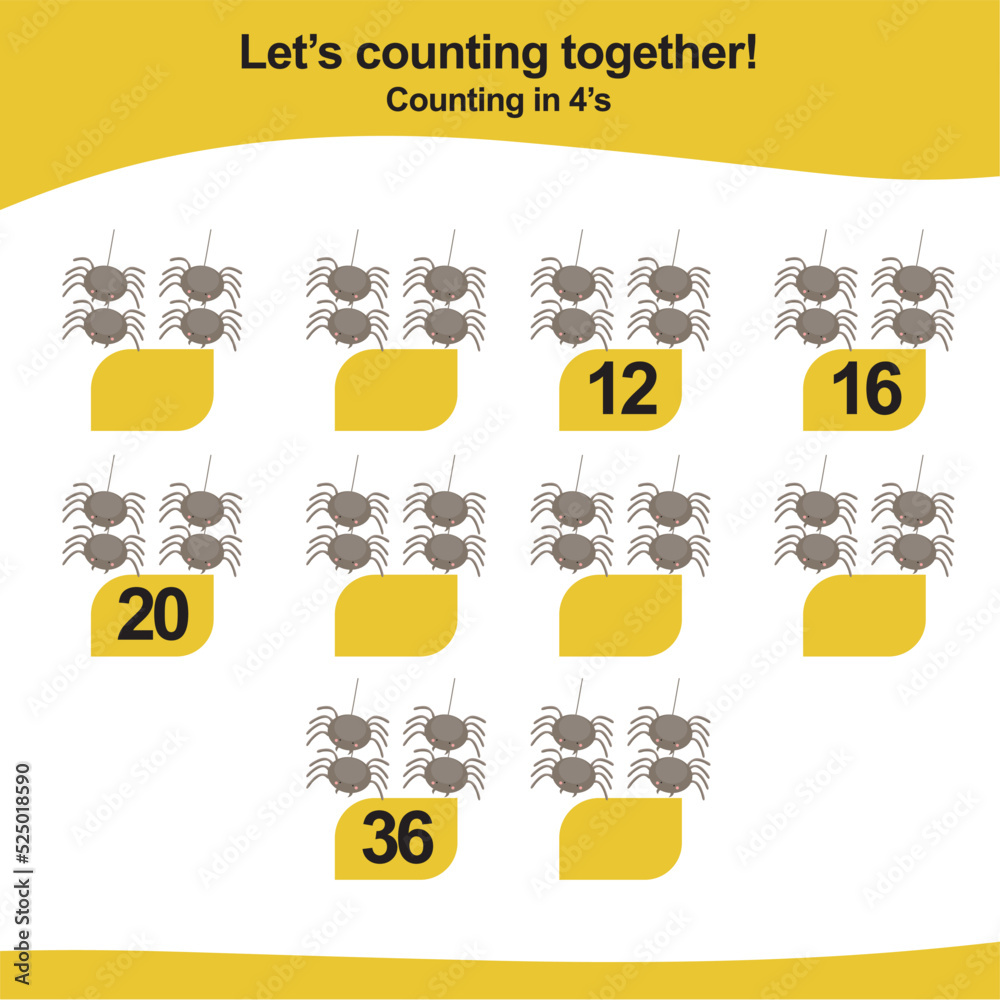 Counting game for children. Count multiples of four. Educational ...